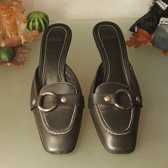Coach | Shoes | Coach Sheri Leather Slipon Kitten Heelssandals | Poshmark